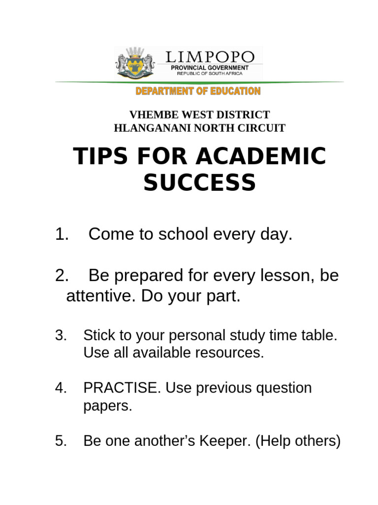 Tips For Academic Success | PDF