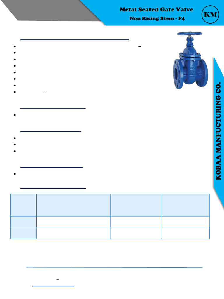 Metal Seated Gate Valve Specifications | PDF | Valve | Metals