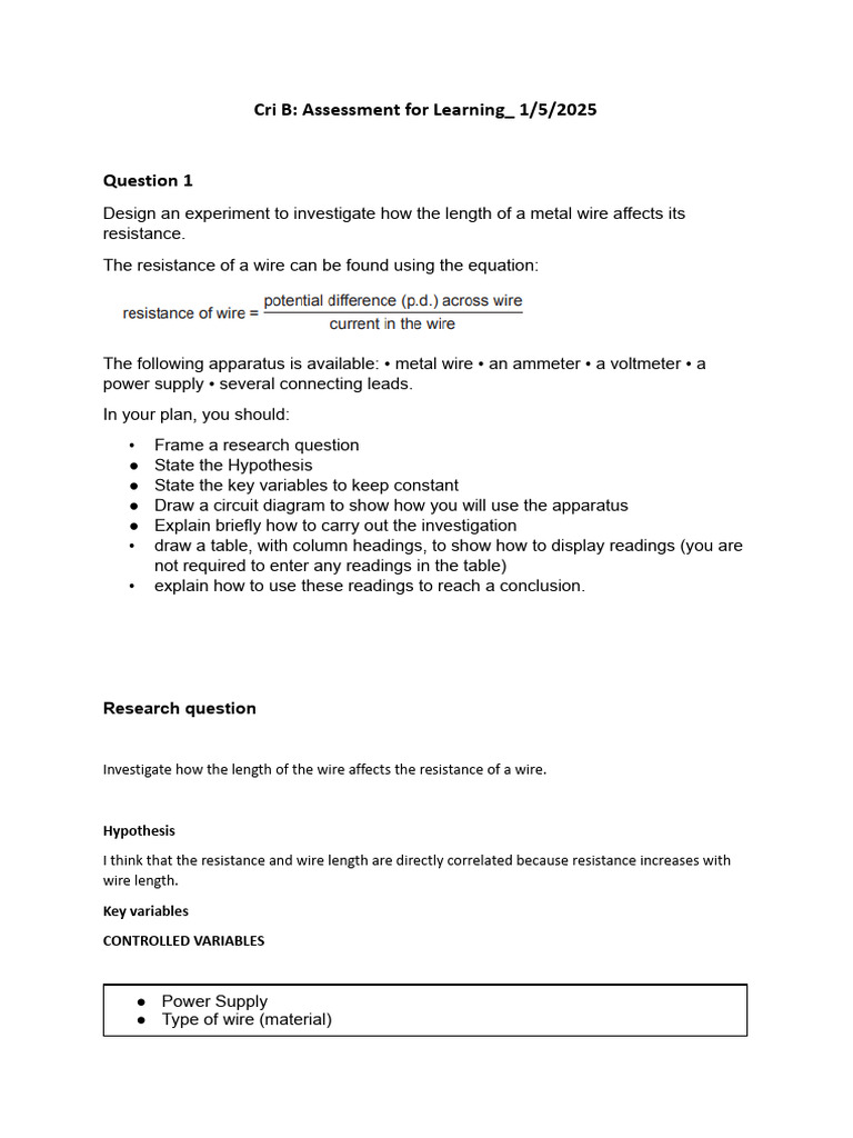 May 1 ST - Cri B - Assessment For Learning | PDF