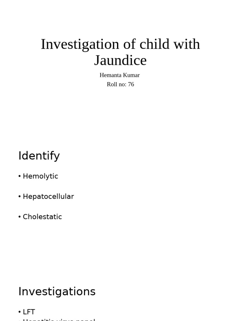 Jaundice Investigation in Children | PDF
