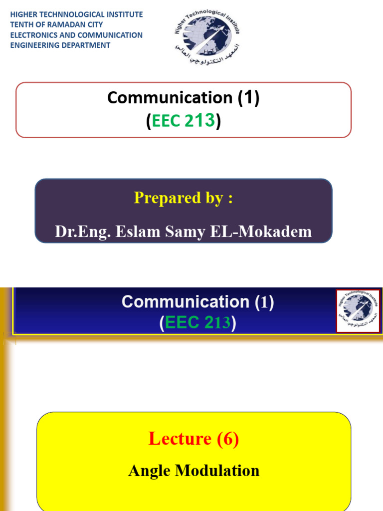 Lecture - 6 - Angle Modulation | PDF | Frequency Modulation | Radio