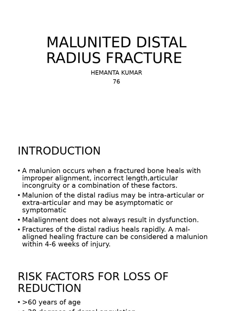 Malunion of Distal Radius: Causes & Treatment | PDF | Joints | Limbs ...