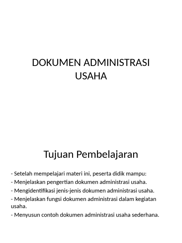 Panduan Dokumen Administrasi Usaha | PDF