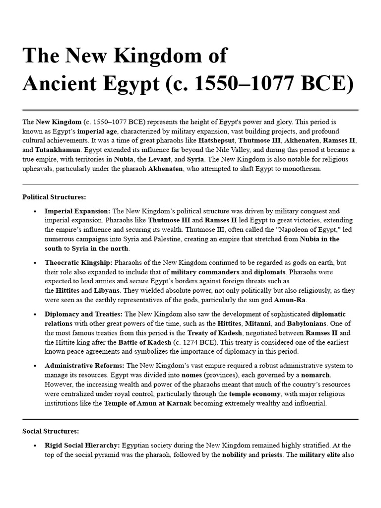 Achievements of Egypt's New Kingdom | PDF | New Kingdom Of Egypt ...