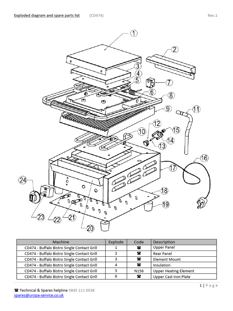 Exploded Diagram BUFFALO Cd474 | PDF | Temperature | Mechanical Engineering