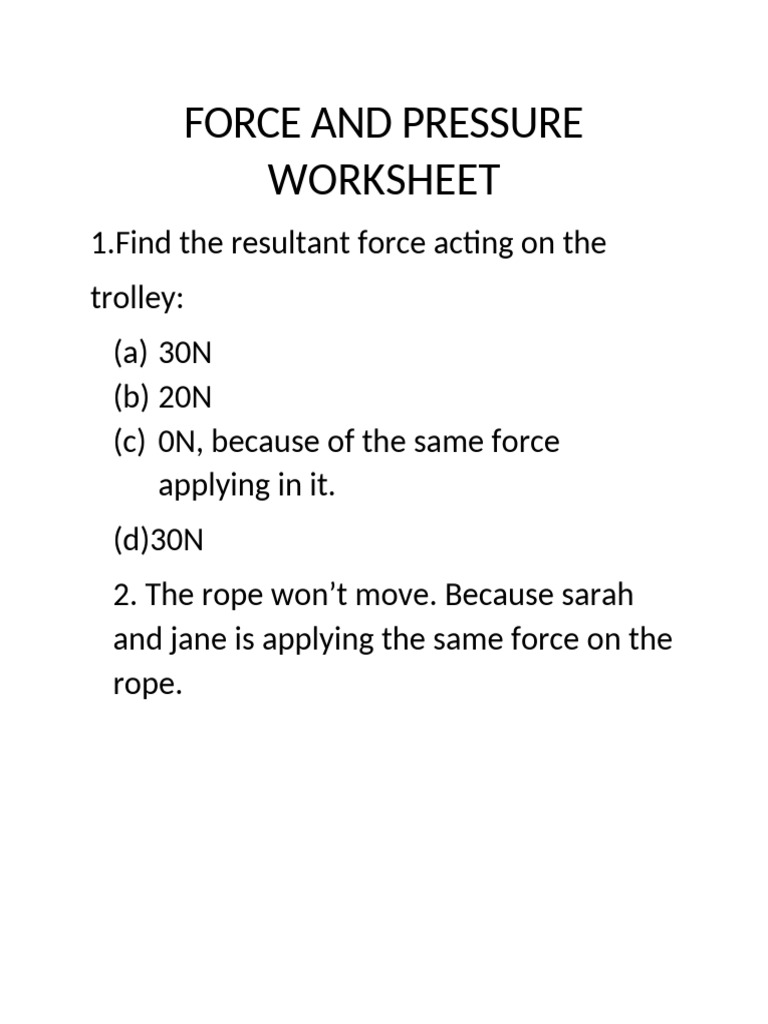 Force and Pressure Assignment | PDF