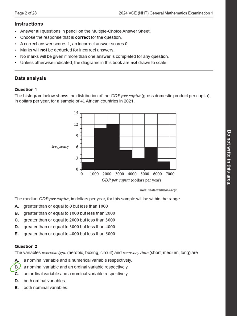 2024 General Mathematics-NHT Written Examination 1 | PDF | Standard Deviation | Errors And Residuals