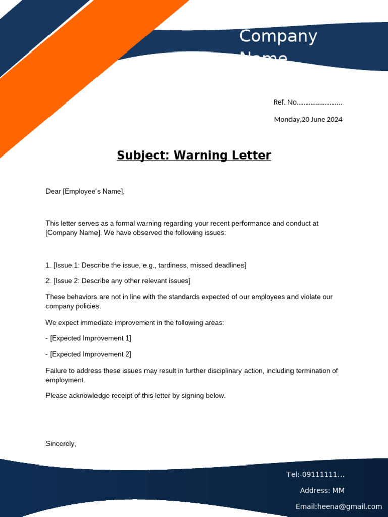 Employment Warning and Termination Letters | PDF | Business