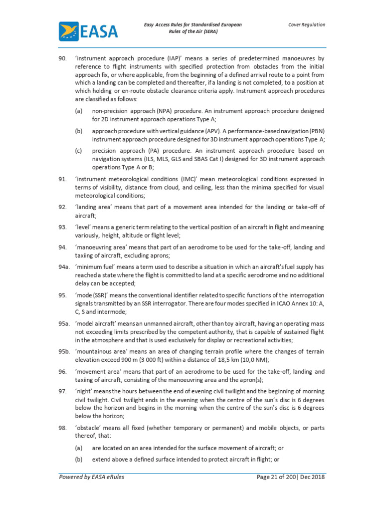 EASA Definition of Night SERA | PDF | Aircraft | Aerospace