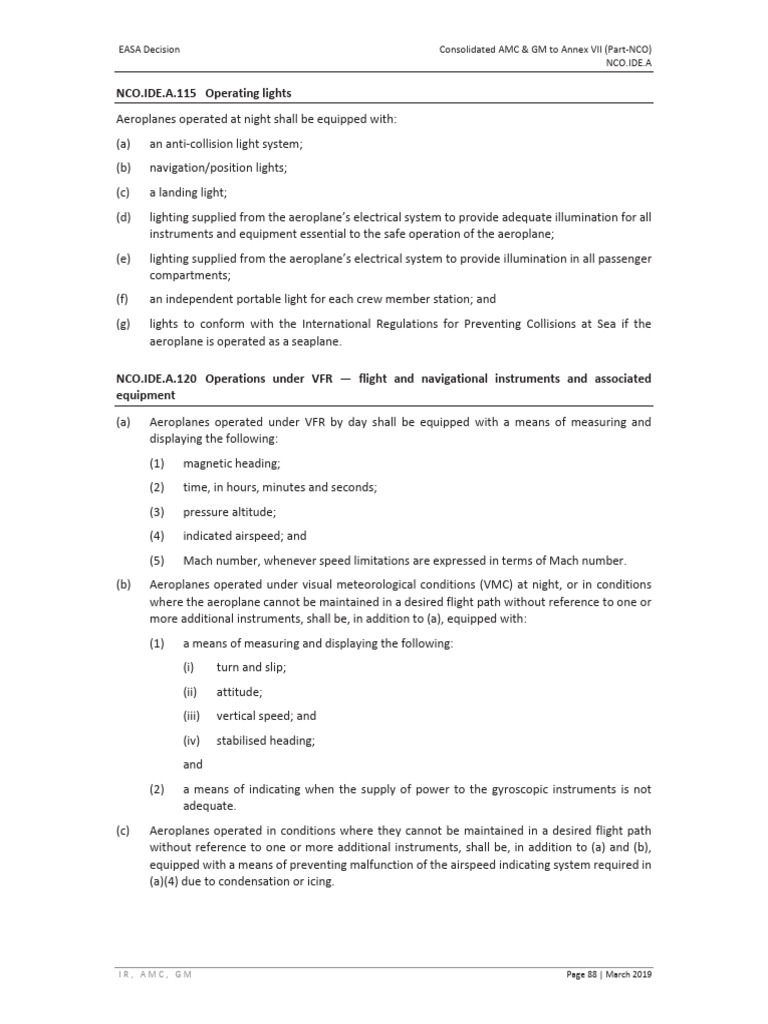 VFR Day & Night Mandatory Equipment | PDF | Visual Flight Rules | Airspeed