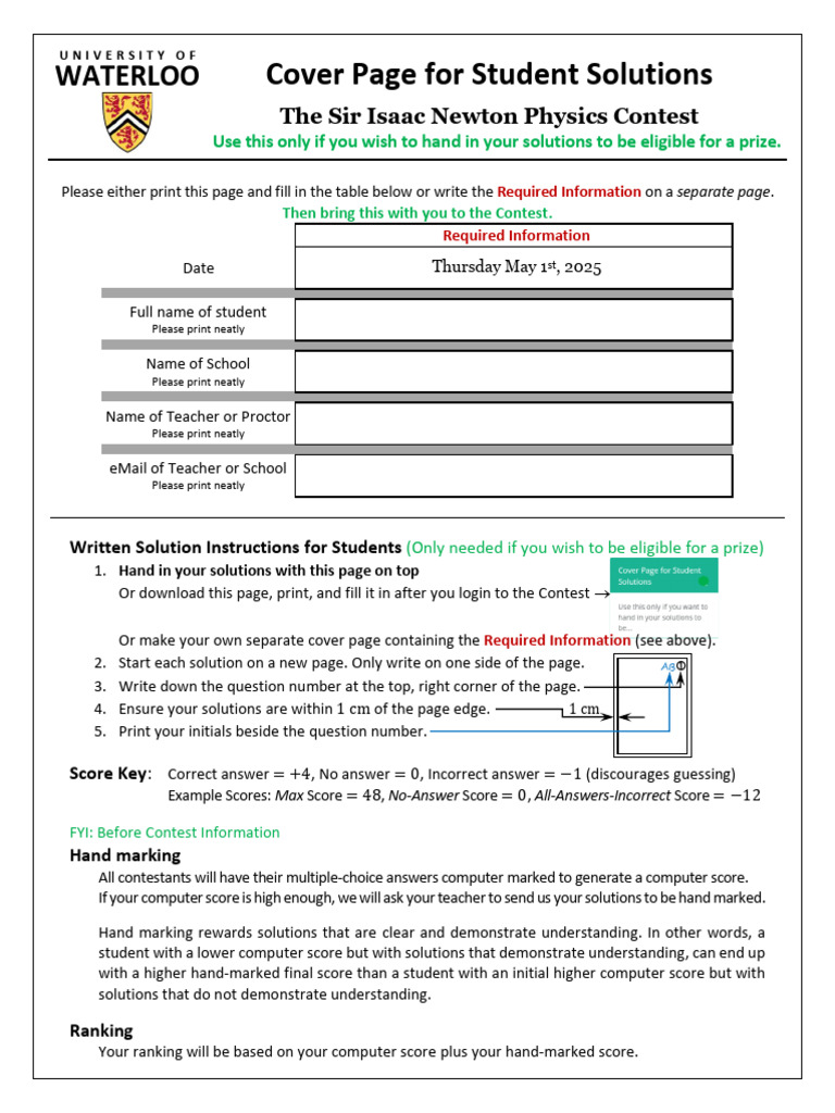 Sin Competition Cover Sheet | PDF