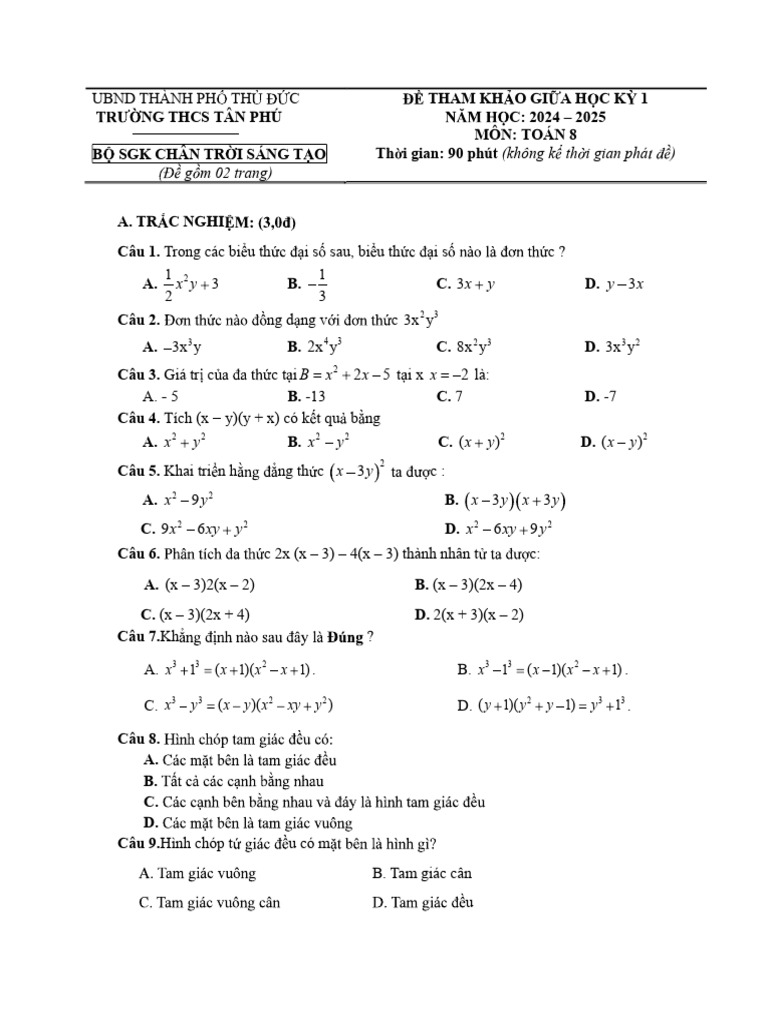 Đề Tân Phú | PDF