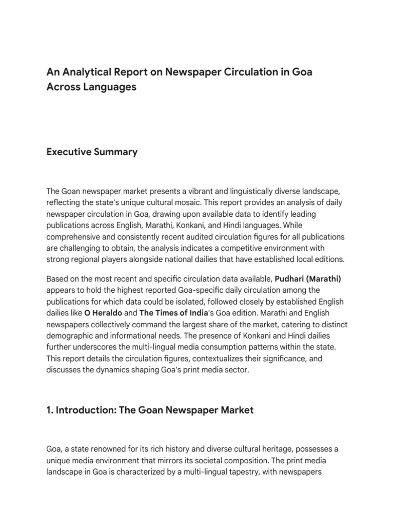 Goa Newspaper Circulation Analysis | PDF | Newspapers