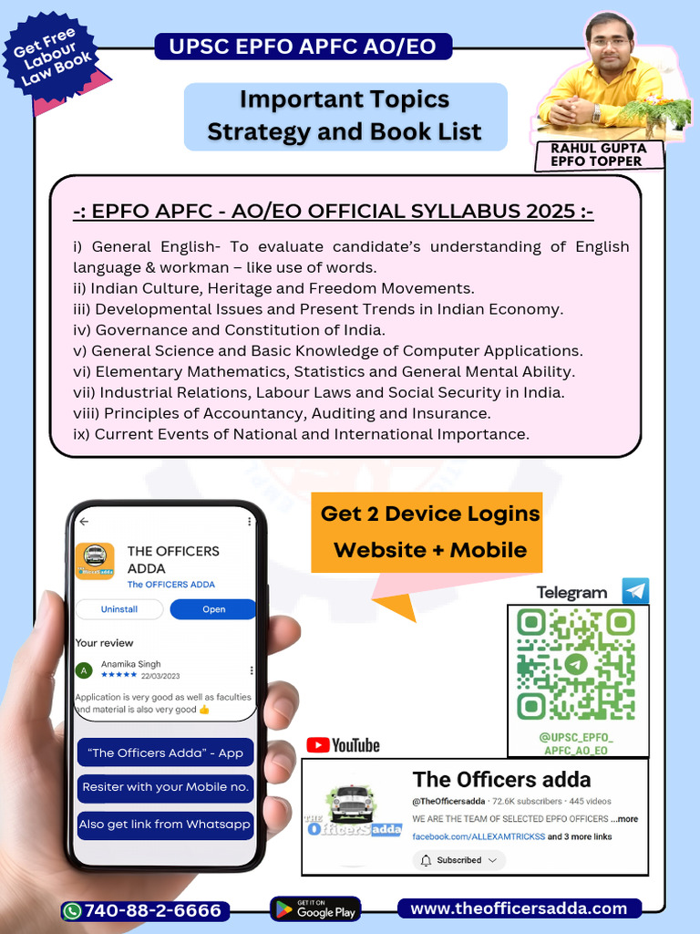 Important Topics Strategy and Book List For EPFO APFC AO EO by RAHUL ...