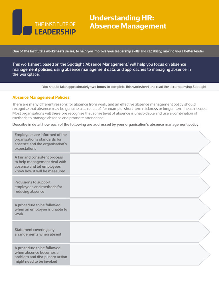 Worksheet Absence Management | PDF | Employment | Business