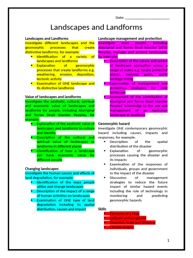 Landscapes and Landforms Booklet | PDF | Erosion | Weathering