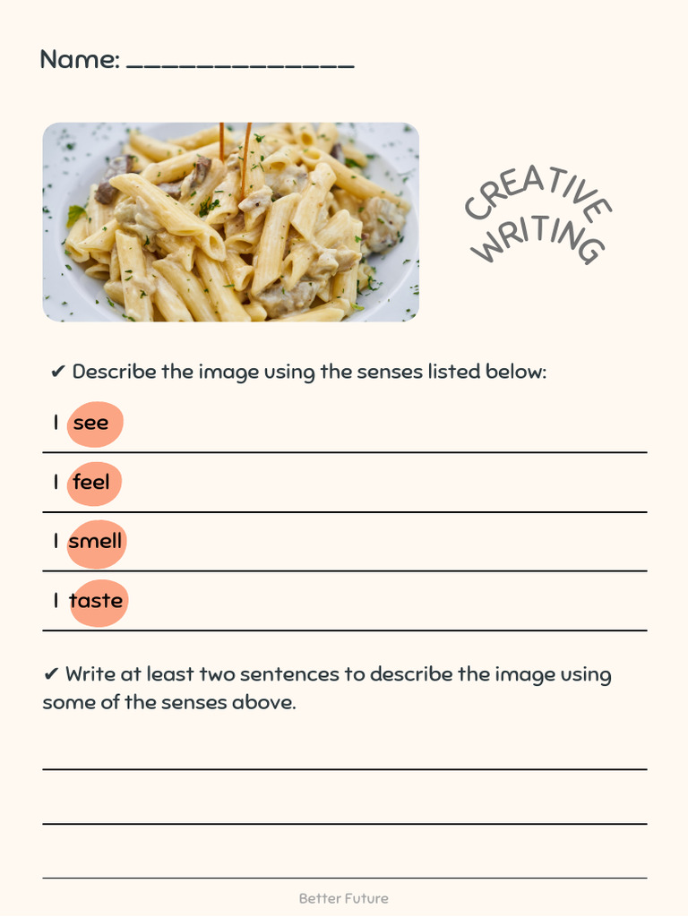 Creative Writing Sensory Worksheet | PDF