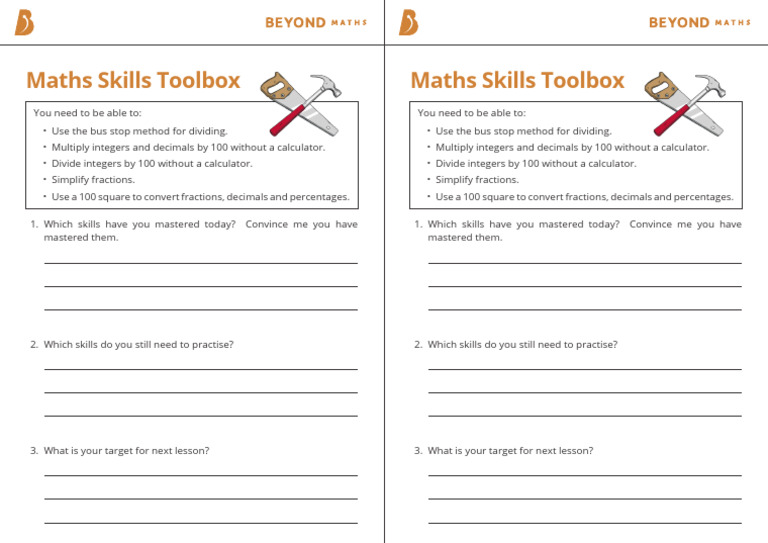 Maths Skills Toolbox | PDF