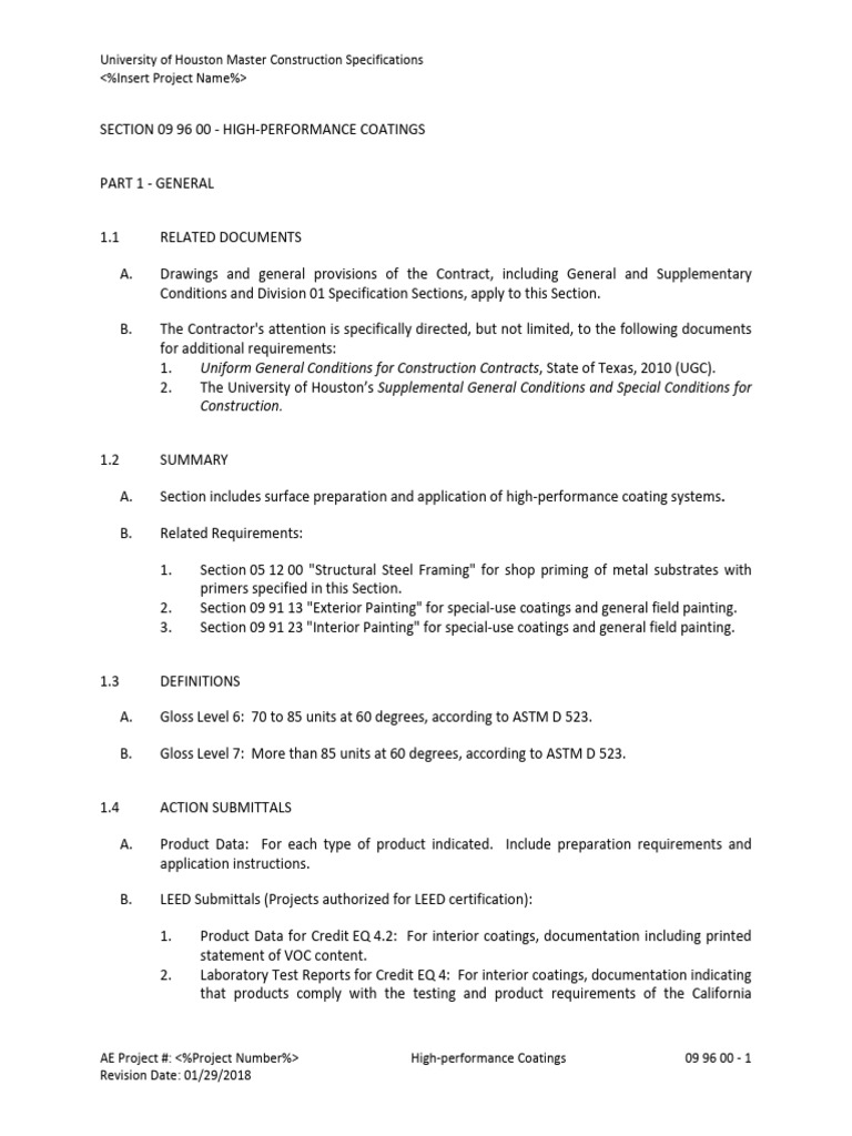 High-Performance Coatings Specifications | PDF | Coating | Industrial ...