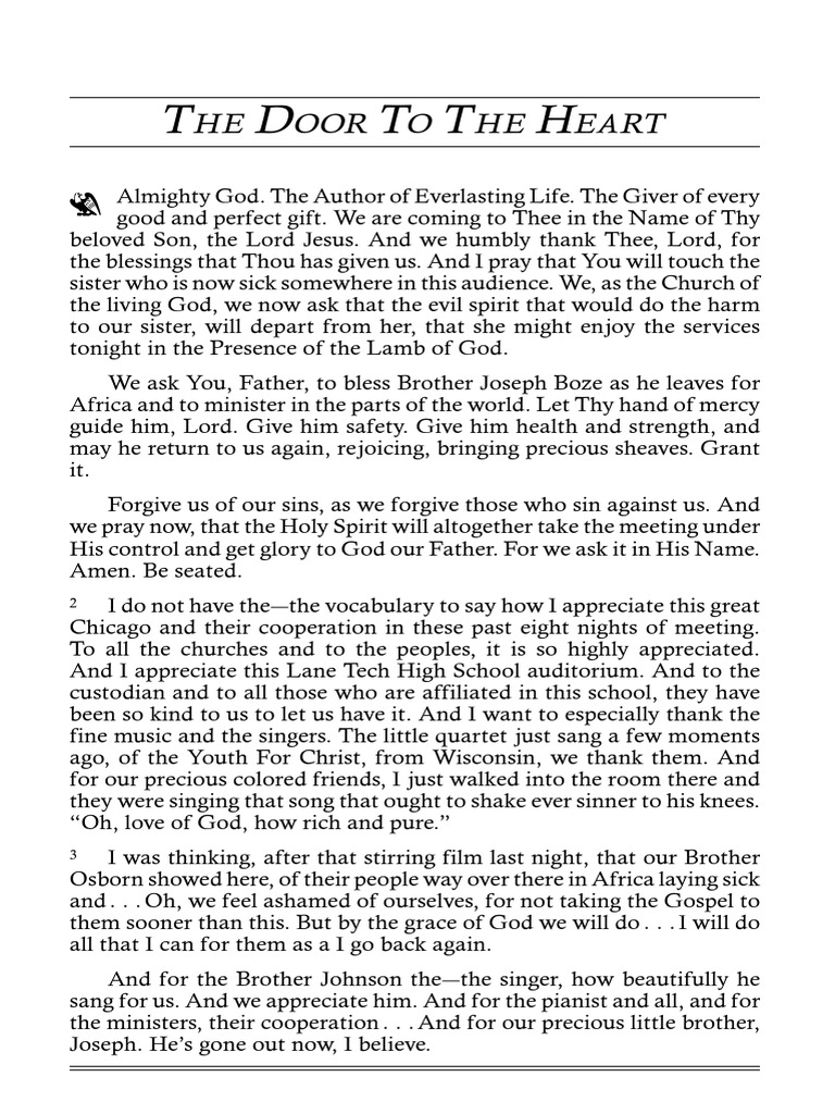 58-0112E The Door To The Heart VGR | PDF | Jesus | Glory (Religion)