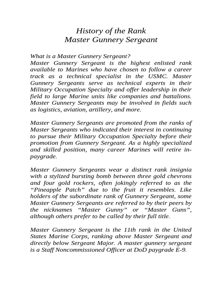 Rank Master Gunnery Sergeant | PDF
