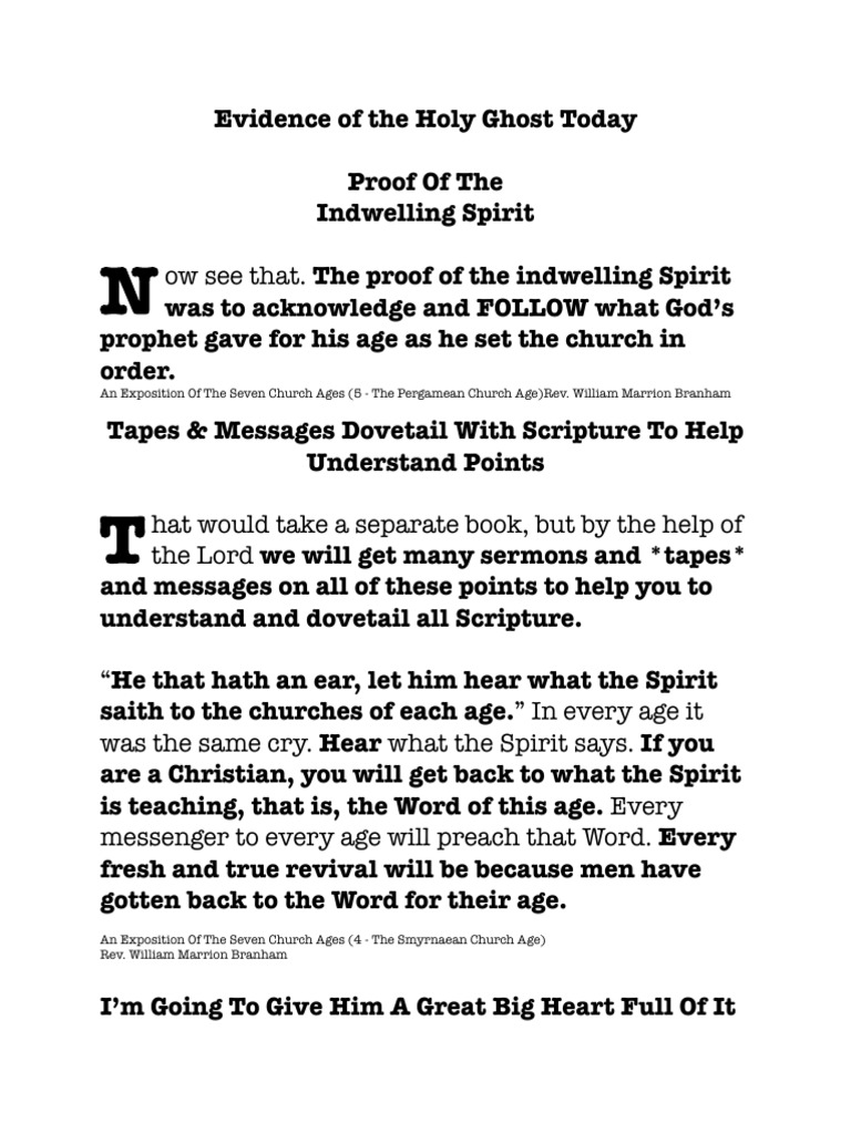 Evidence of the Indwelling Holy Spirit | PDF | Holy Spirit | Jesus