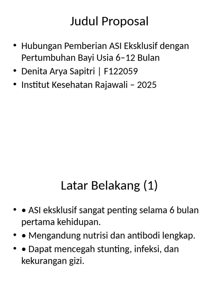 Proposal ASI Eksklusif Lengkap Denita Arya Sapitri v2 | PDF