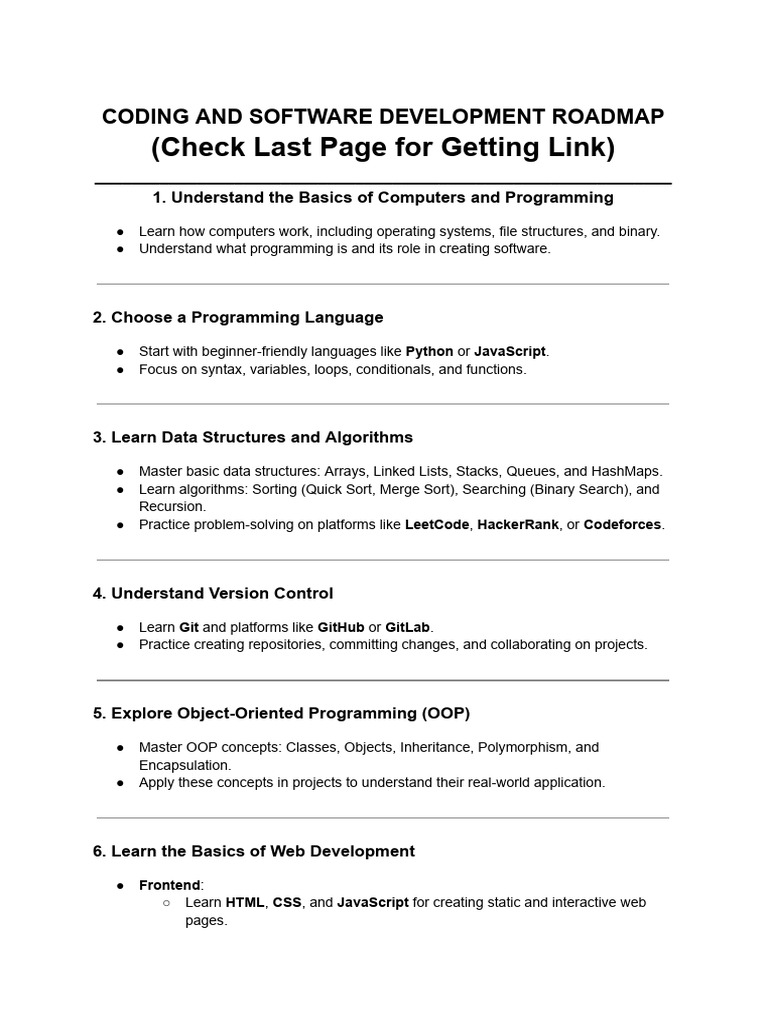 Coding and Software Development Roadmap - 3db2b252 771e 4aa6 9c75 4f6ea19b43e6 | PDF | Object ...
