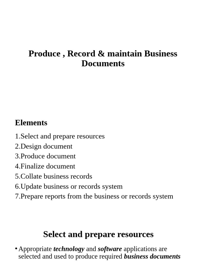 Produce, Record & Maintain Business Documents | PDF | Computer File ...