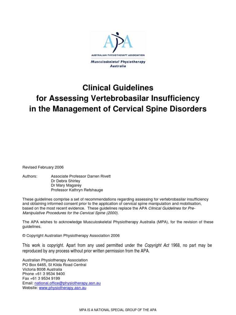 APA VBI Guidelines | PDF | Vertigo | Physical Therapy