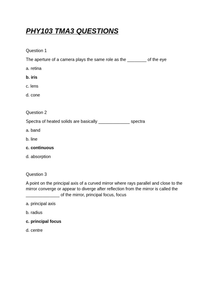 Phy103 Tma3 Questions | PDF