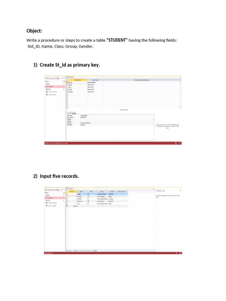 Female Students Database - 015745 | PDF