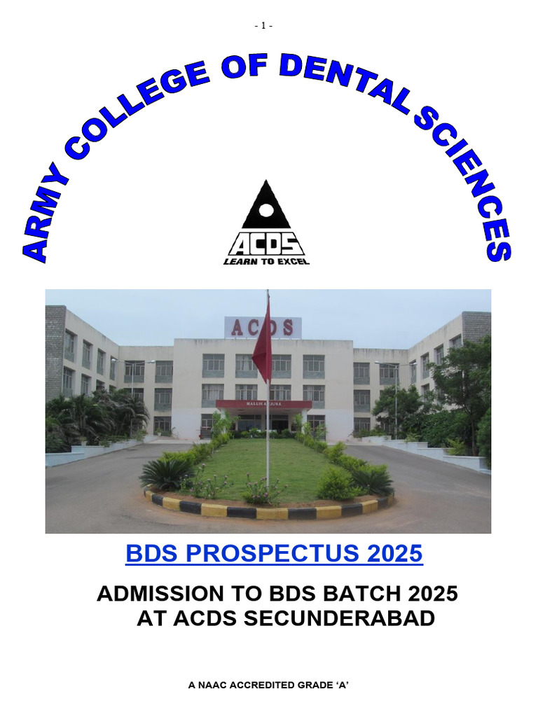 ACDS BDS Prospectus 2025 Details | PDF | Medical Diagnosis | Dentistry