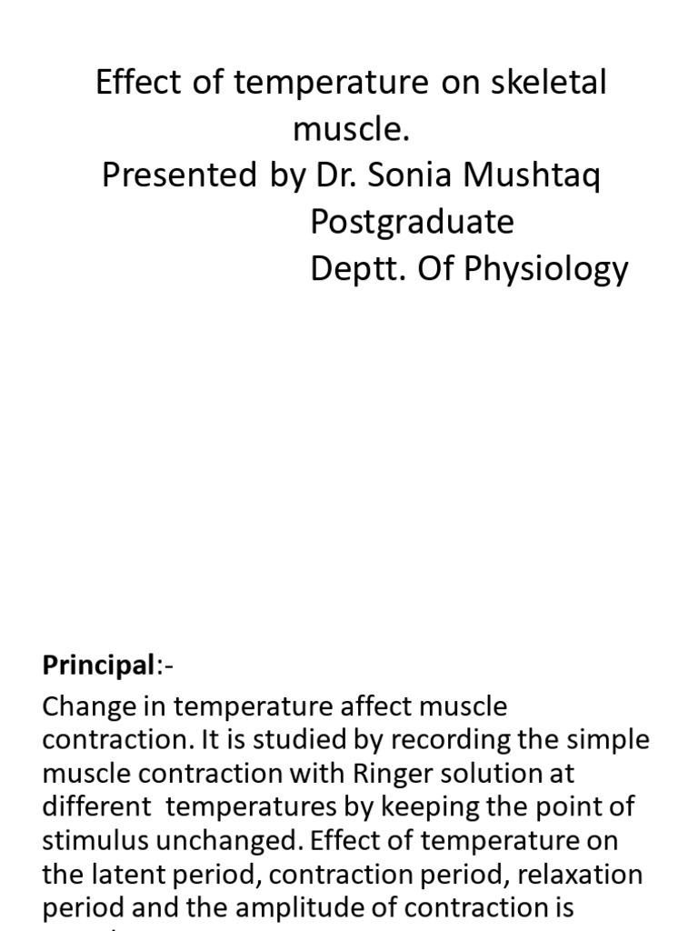 Effect of Temperature On Sk. Ms | PDF | Muscle Contraction | Skeletal ...