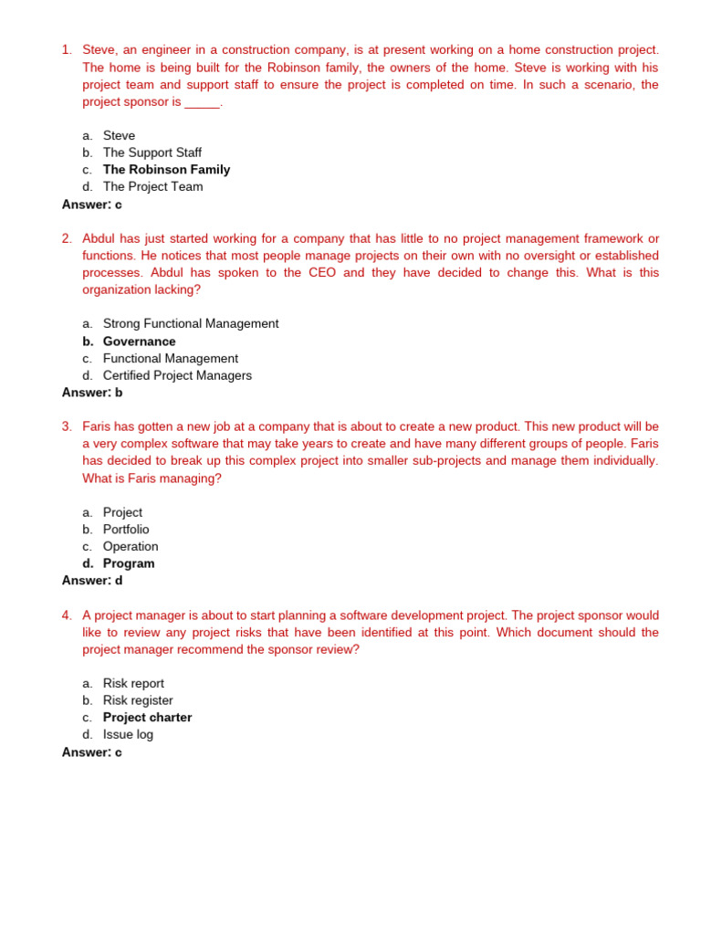 04 PRMGT MCQ 2023 - TEST (Final - Class Test) (Copy) | PDF | Project ...