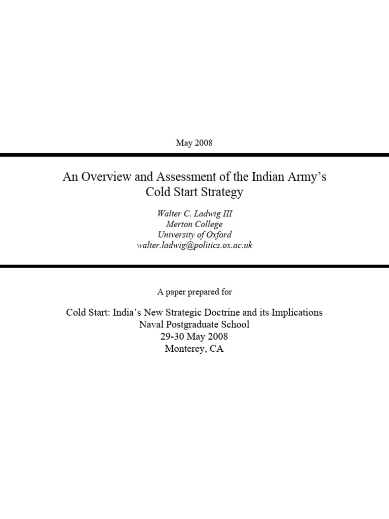 Indian Army Corps and Cold Start Strategy | PDF | Deterrence Theory ...