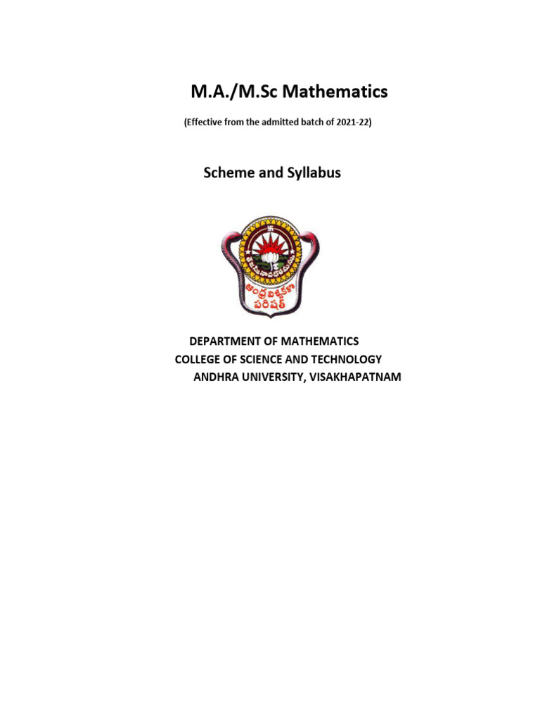 M.A./M.Sc Mathematics Syllabus 2021-22 | PDF | Field (Mathematics ...