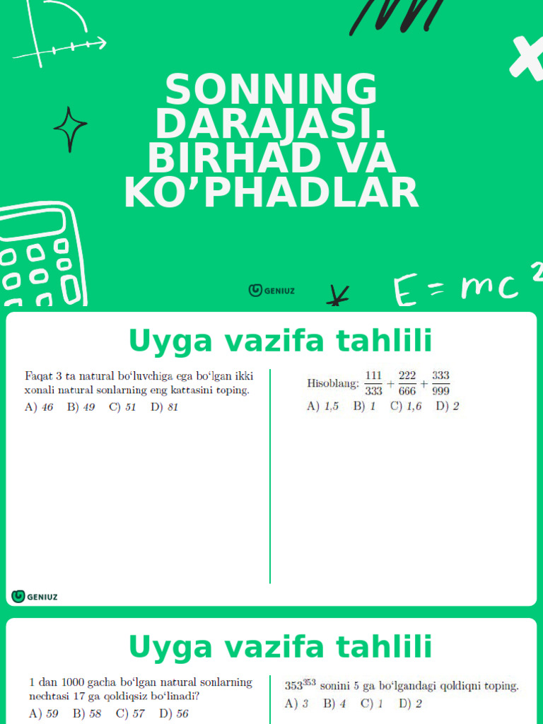 2-Dars Tahlilmatematika 12345678987654321 | PDF