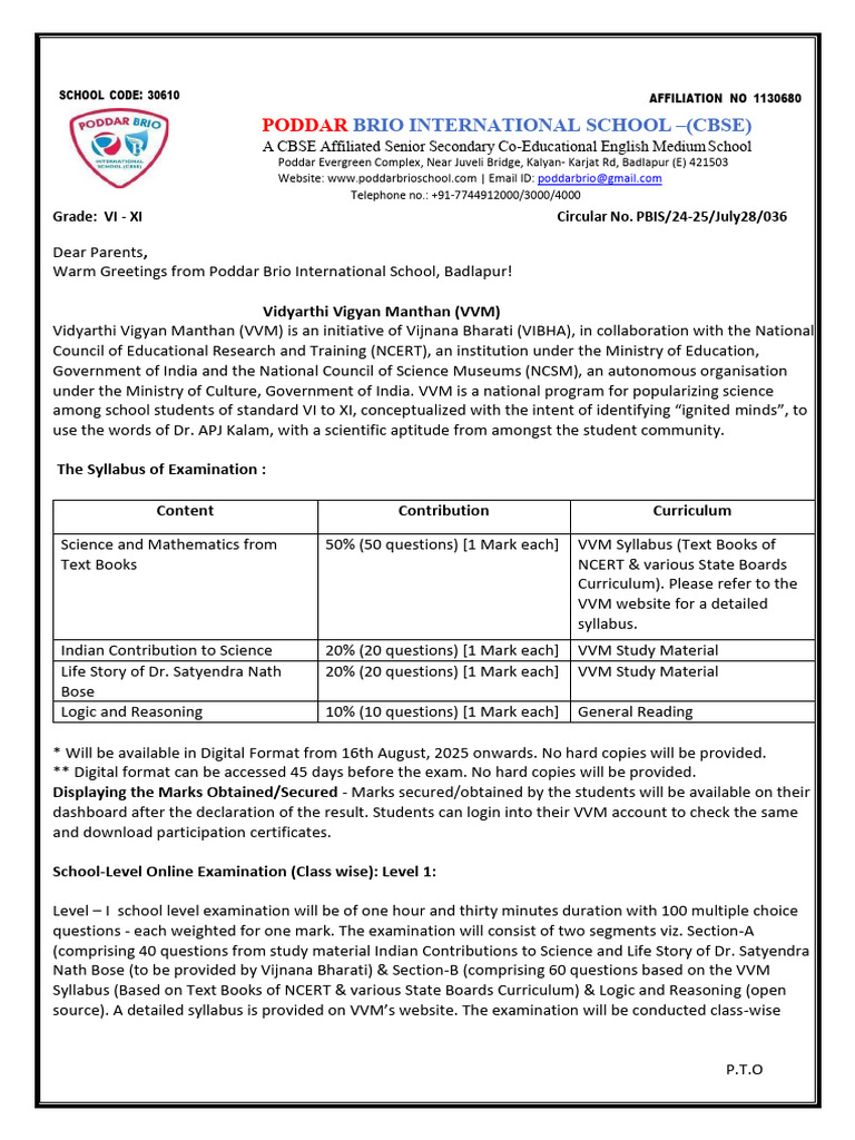 VVM Exam Code for CBSE Students | PDF | Qualifications