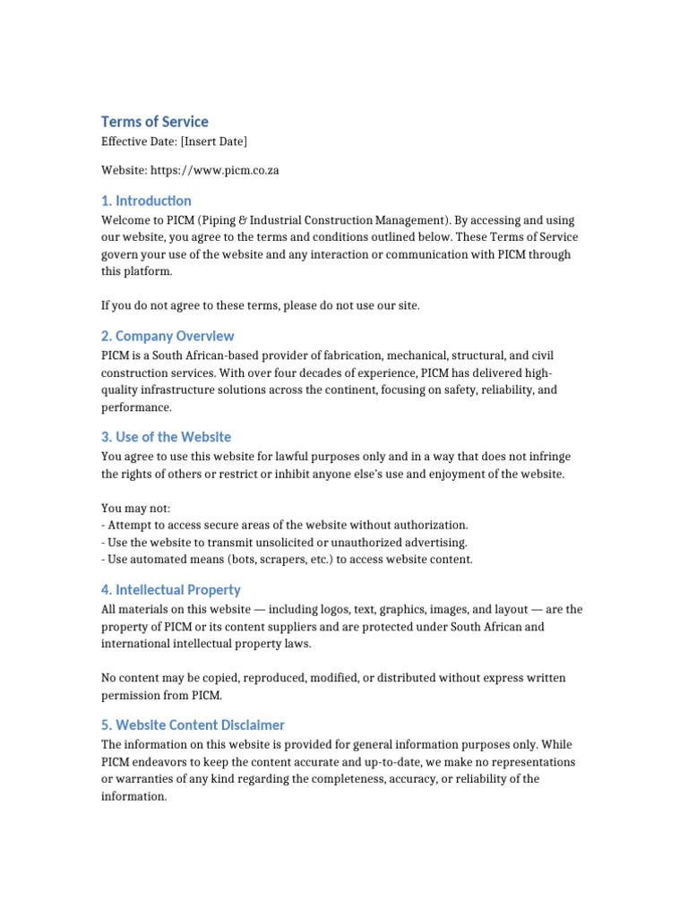 PICM Privacy Policy | PDF | Privacy | Terms Of Service