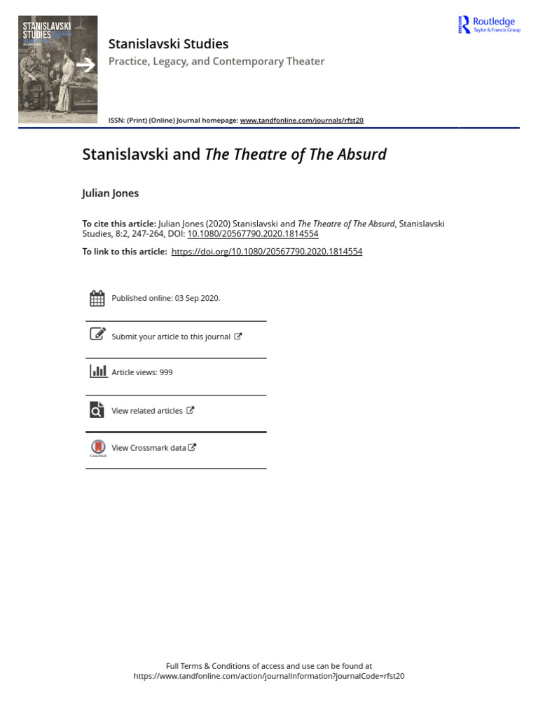 Stanislavski and The Theatre of The Absurd | PDF | Existentialism