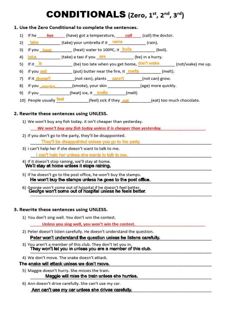 Conditional Sentences Practice Exercises | PDF