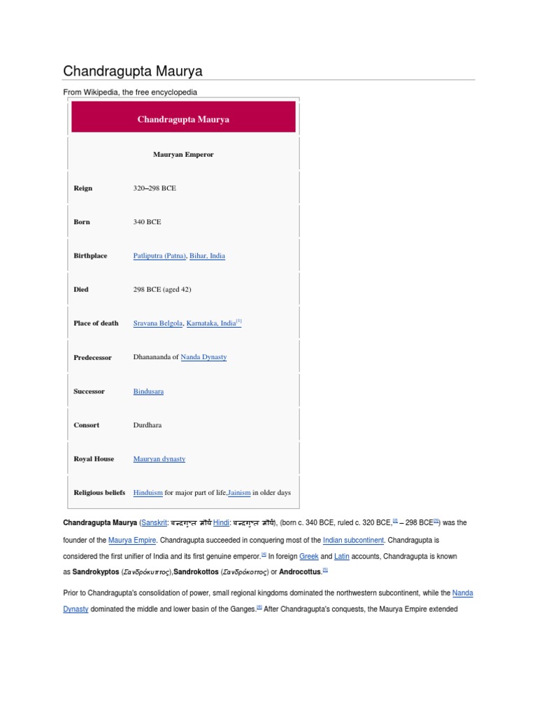 Chandragupta Maurya | PDF | Religion And Belief
