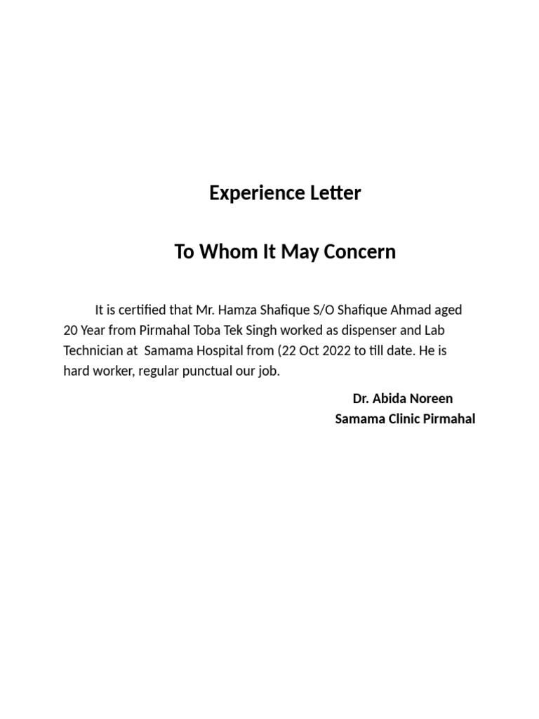 Experience Letter[1] | PDF