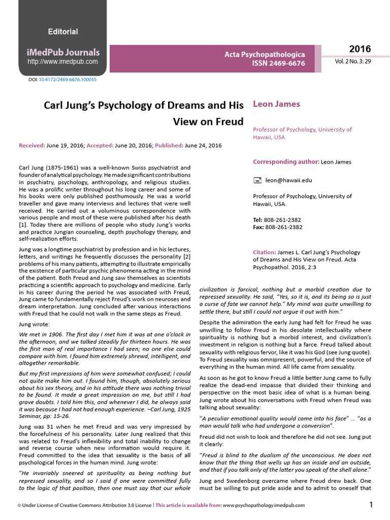Carl Jungs Psychology of Dreams and His View On Freud | PDF | Carl Jung ...