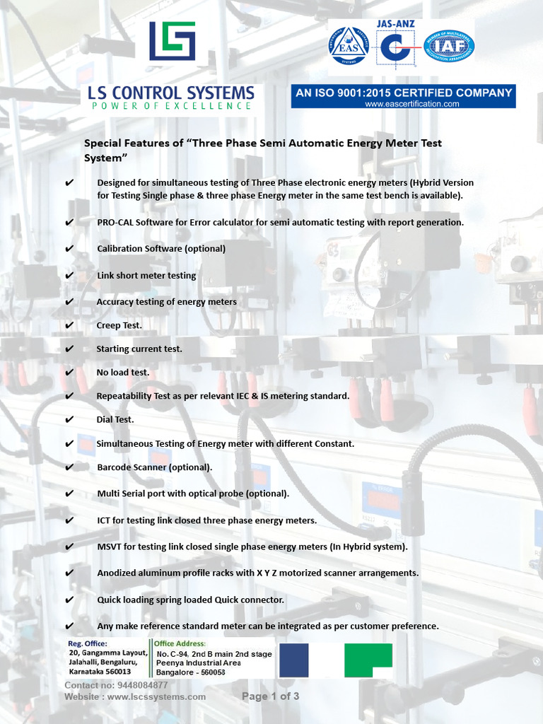 Three Phase Energy Meter Test System | PDF | Power Supply | Mains ...