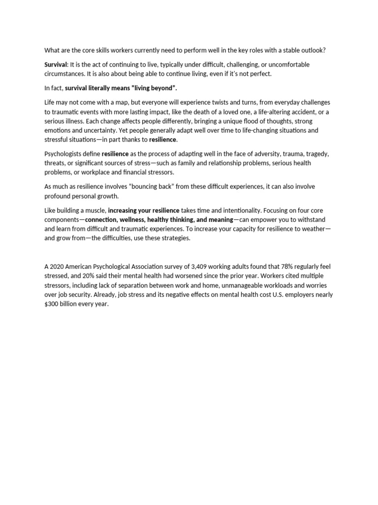 What Are The Core Skills Workers Currently Need To Perform Well in The ...
