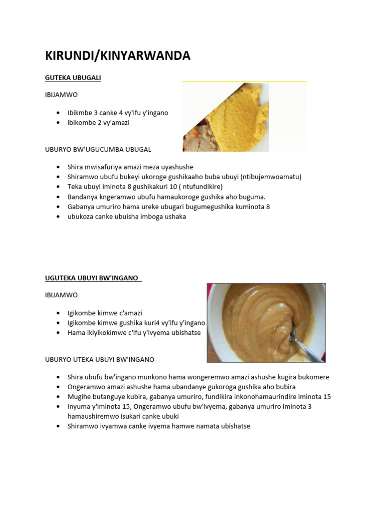Ubugali n'Umukate w'Ifu y'Ingano | PDF | Flour | Cooking