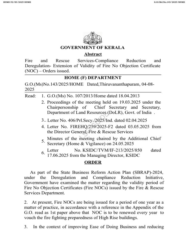 Fire NOC Validity Extension in Kerala | PDF | Fire Safety
