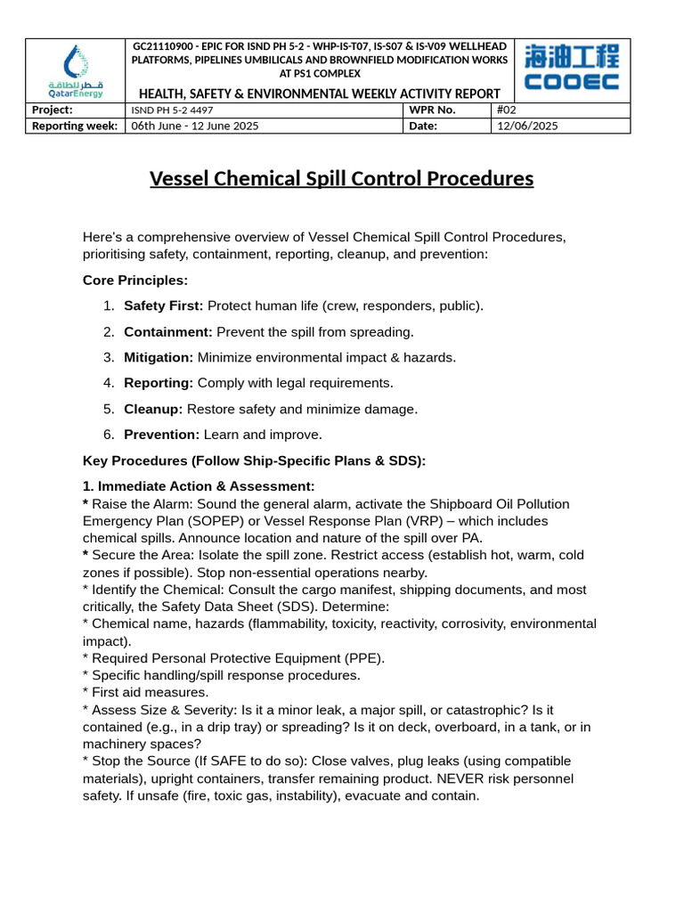 Vessel Spill Control Procedures Guide | PDF | Oil Spill | Personal ...